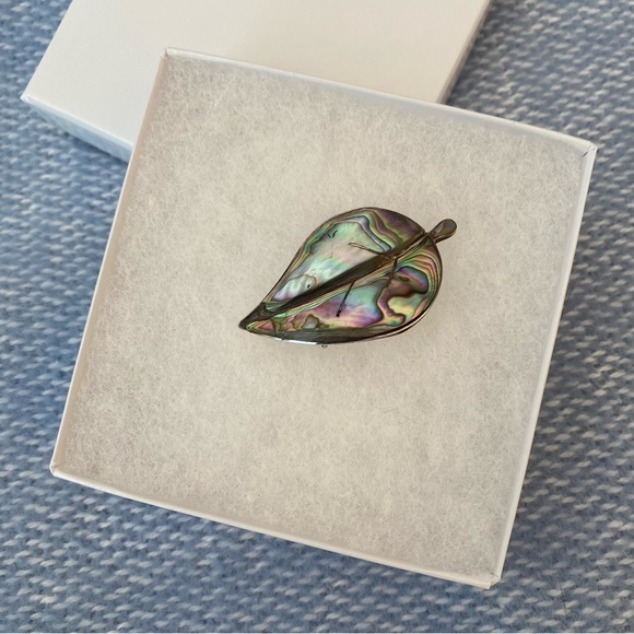 Jewelry | Vintage Sterling Silver Abalone Shell Single Leaf Brooch ...